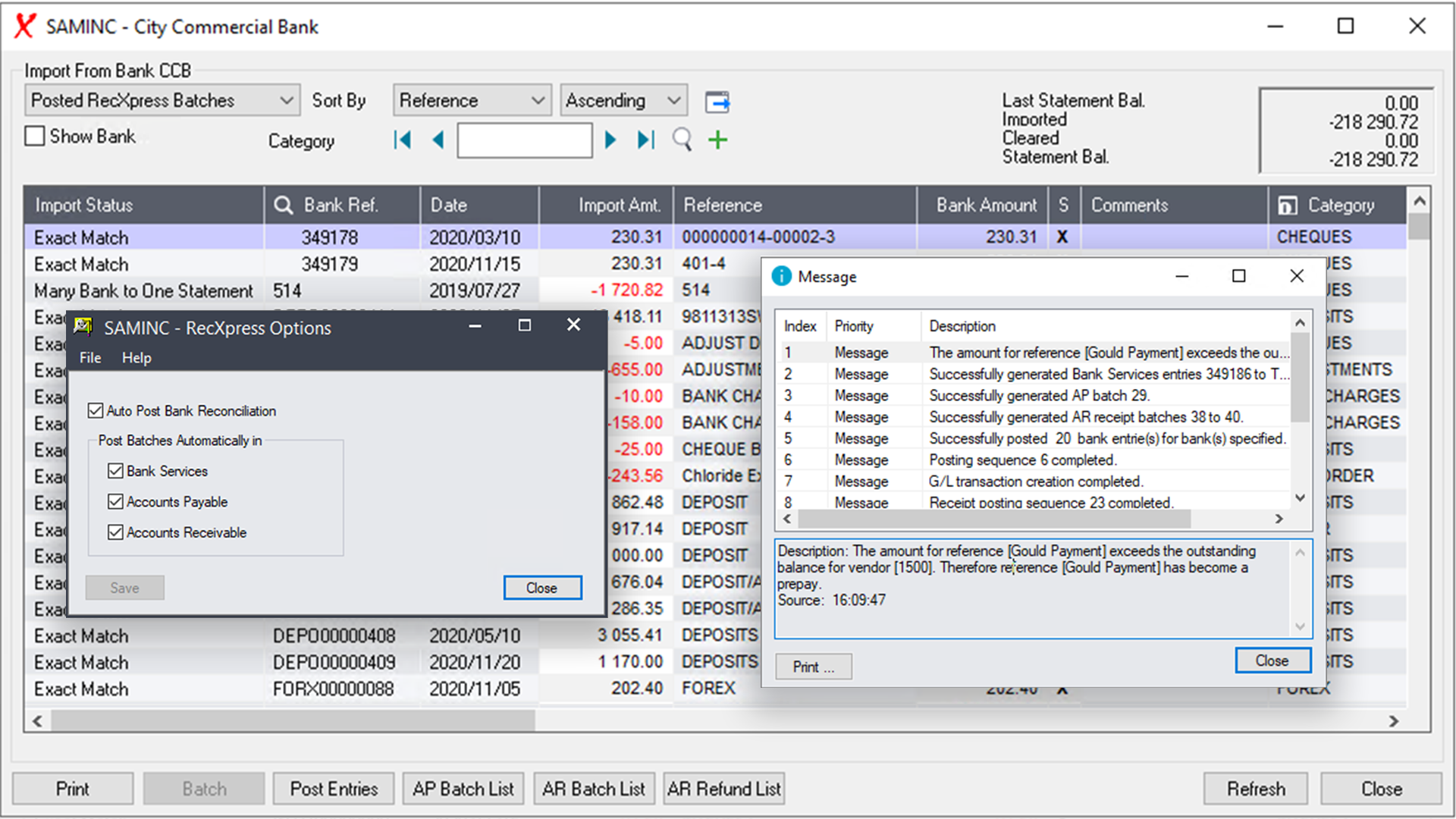 RecXpress for Bank Services - Peresoft Software